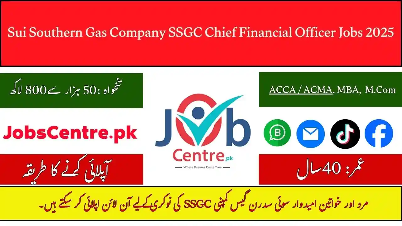 SSGC Chief Financial Officer Jobs